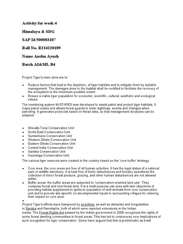 Project Tiger Activity 4 | PDF | Tiger | Conservation Biology