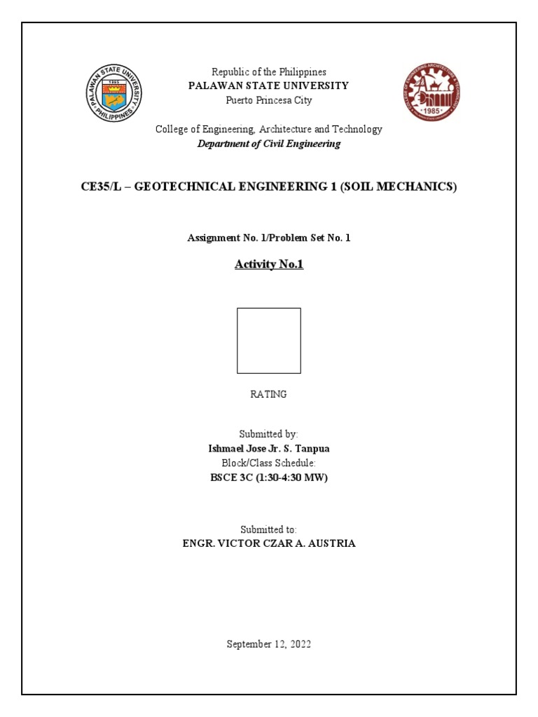 Front Page - CE35L Geotechnical Engineering (Assignments & Problem Sets) | PDF | Soil | Natural ...