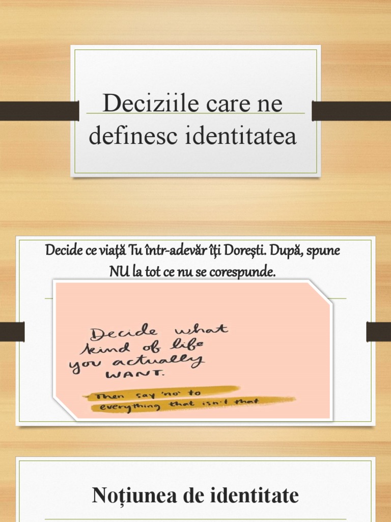 Deciziile Care Ne Definesc Identitatea | PDF