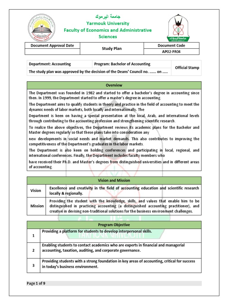 Accounting Study Plan | PDF | Accounting | Audit