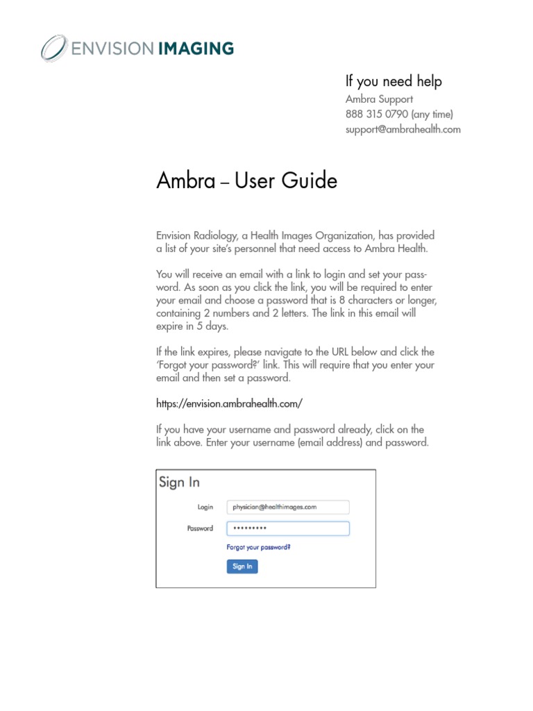 Envision Imaging User Guide | PDF | Password | Button (Computing)