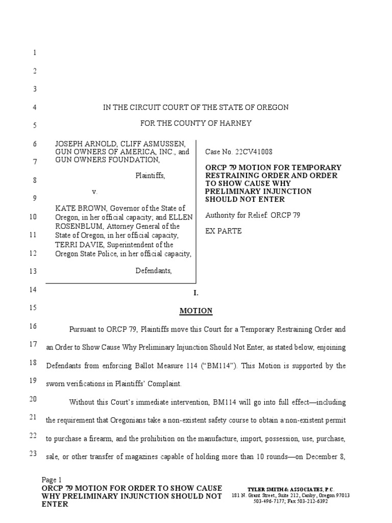 GOA Challenge Oregon's New Gun Control | PDF | Second Amendment To The ... GOA Challenge Oregon's New Gun Control | PDF | Second Amendment To The ...