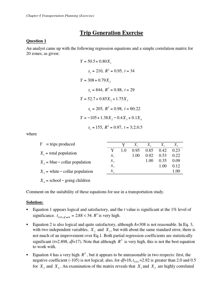 Chapter 4 Examples+Solutions CIVL 3610 | PDF | Regression Analysis | Public Transport