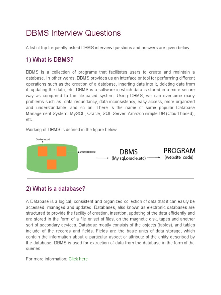 DBMS Interview Prep Guide | PDF | Computers