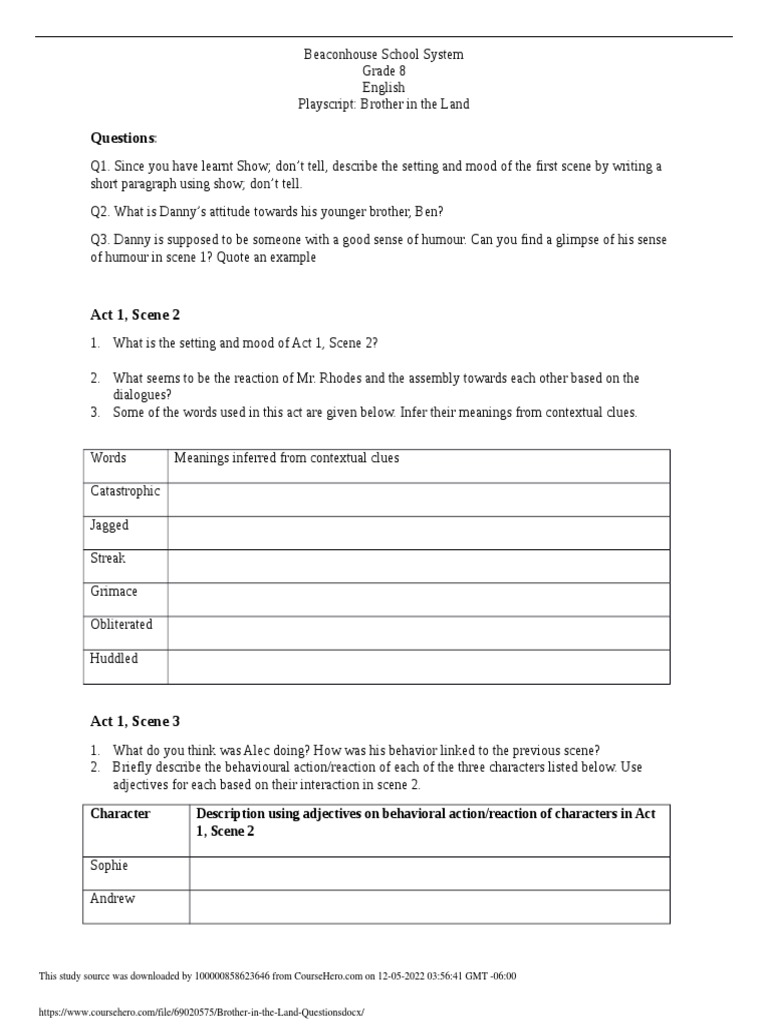 Brother in the Land: Study Questions | PDF | Nature