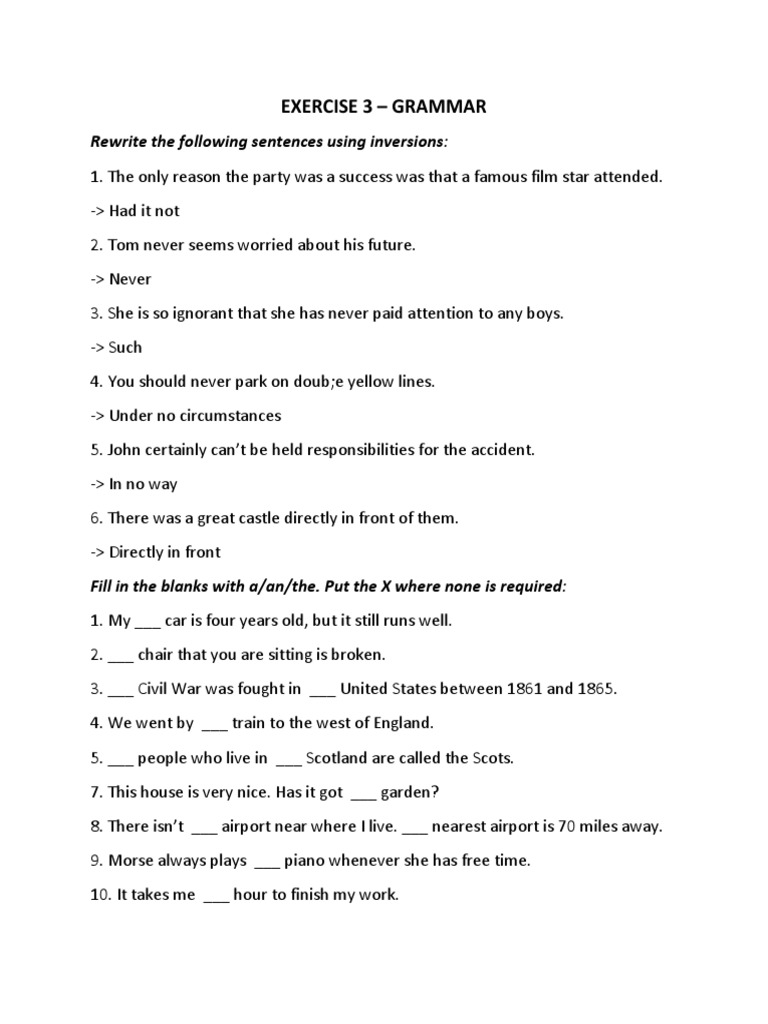 Exercise 3 - Grammar | PDF