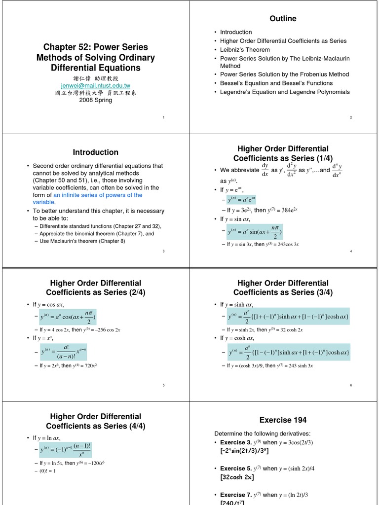 Power Series Methods Of Solving Ordinary Differential Equations Pdf