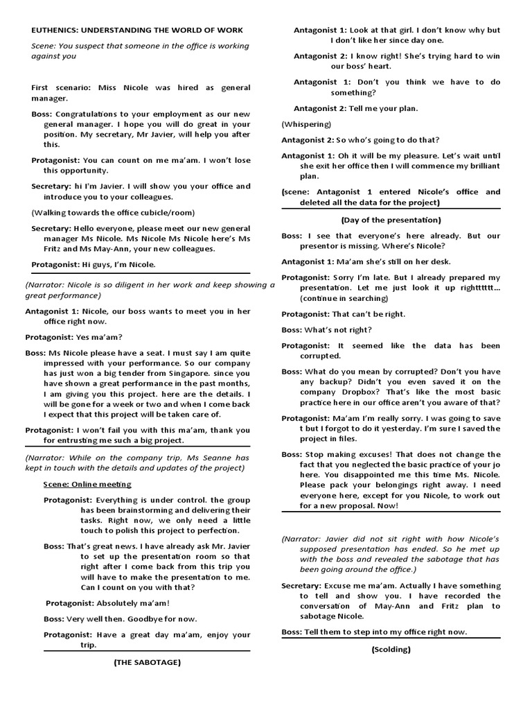 Euthenics - World of Work-Sript | PDF