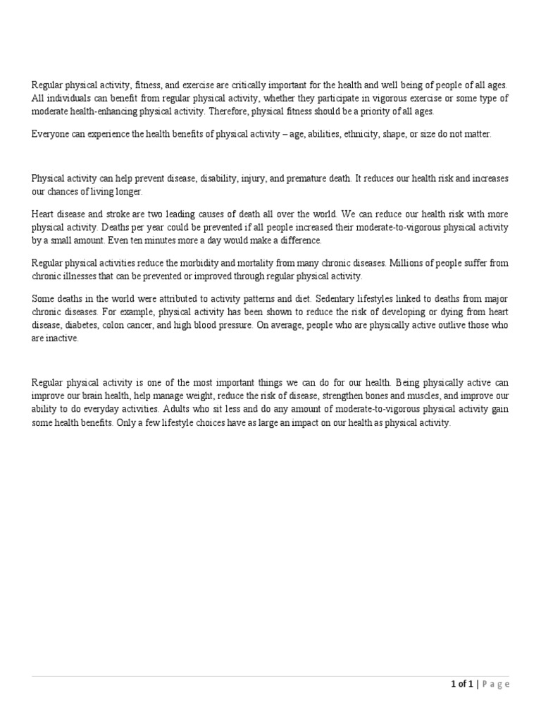 Reflection (Physical Education 1) | PDF