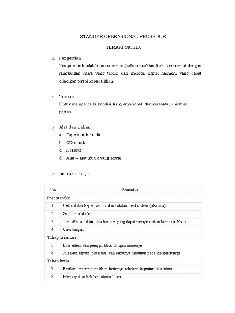PDF Sop Terapi Musik | PDF | Pengembangan Diri