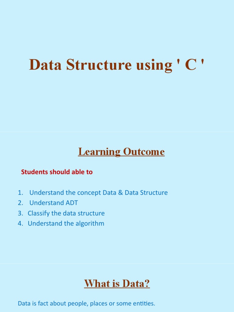 Unit 1 Data Structure Using Pdf Data Type Integer Computer Science