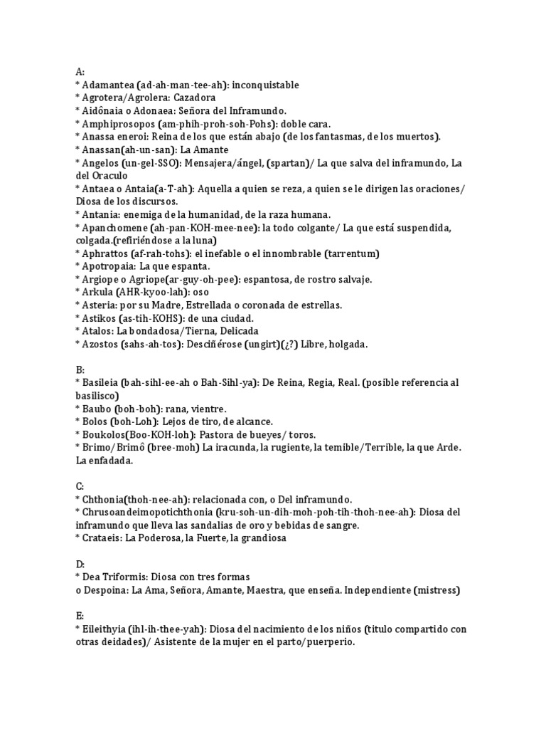Epítetos de Hécate | PDF