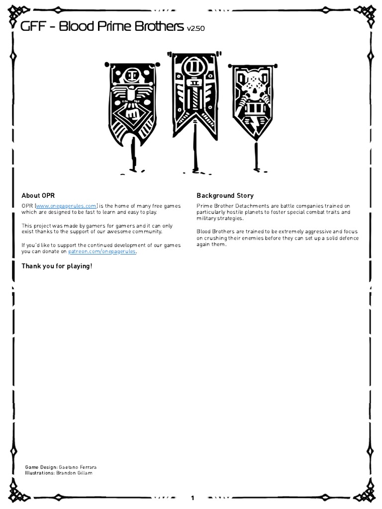 GFF - Blood Prime Brothers v2.50 | PDF | Marksman | Sniper