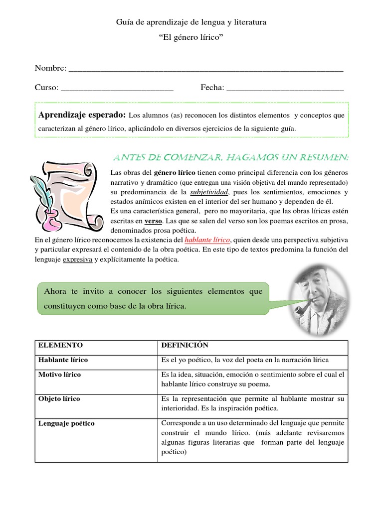 Guía de Aprendizaje de Lengua y Literatura | PDF | Poesía