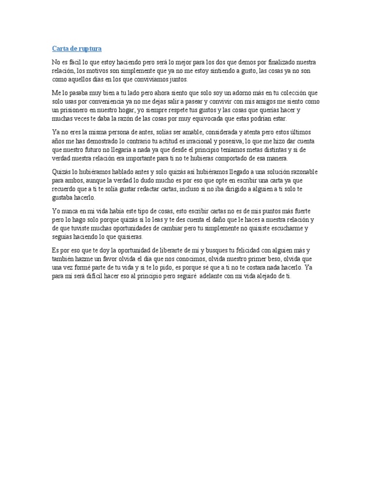 Carta de ruptura | PDF