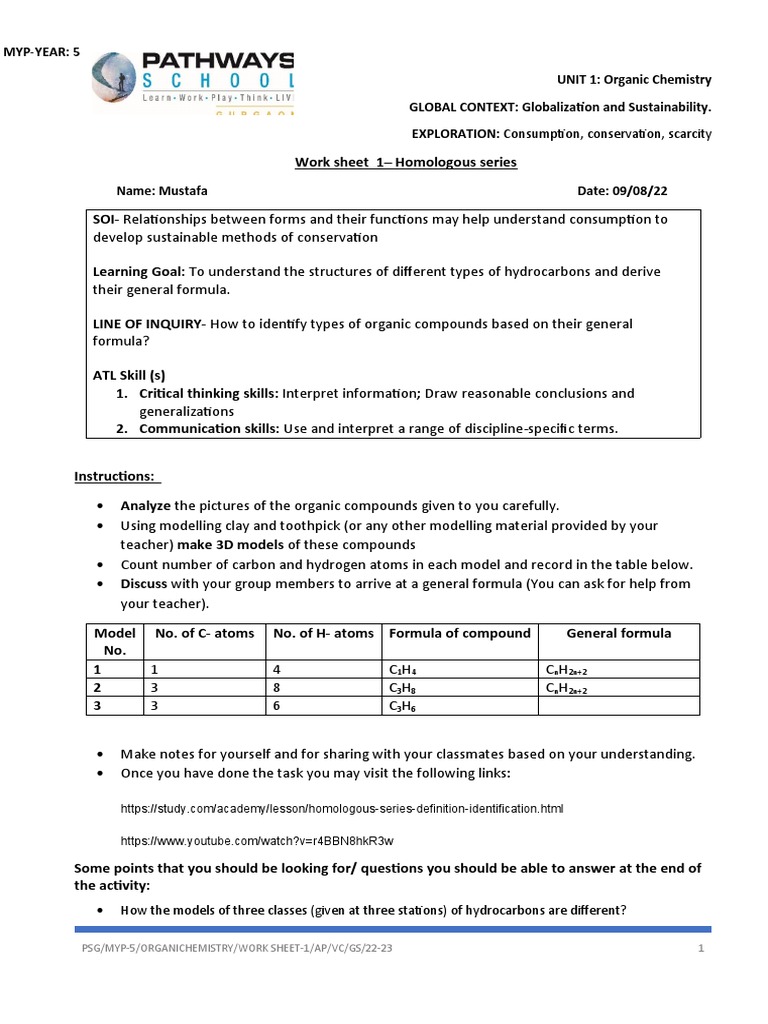 Understanding C1H4 in Homologous Series | PDF | Organic Chemistry ...