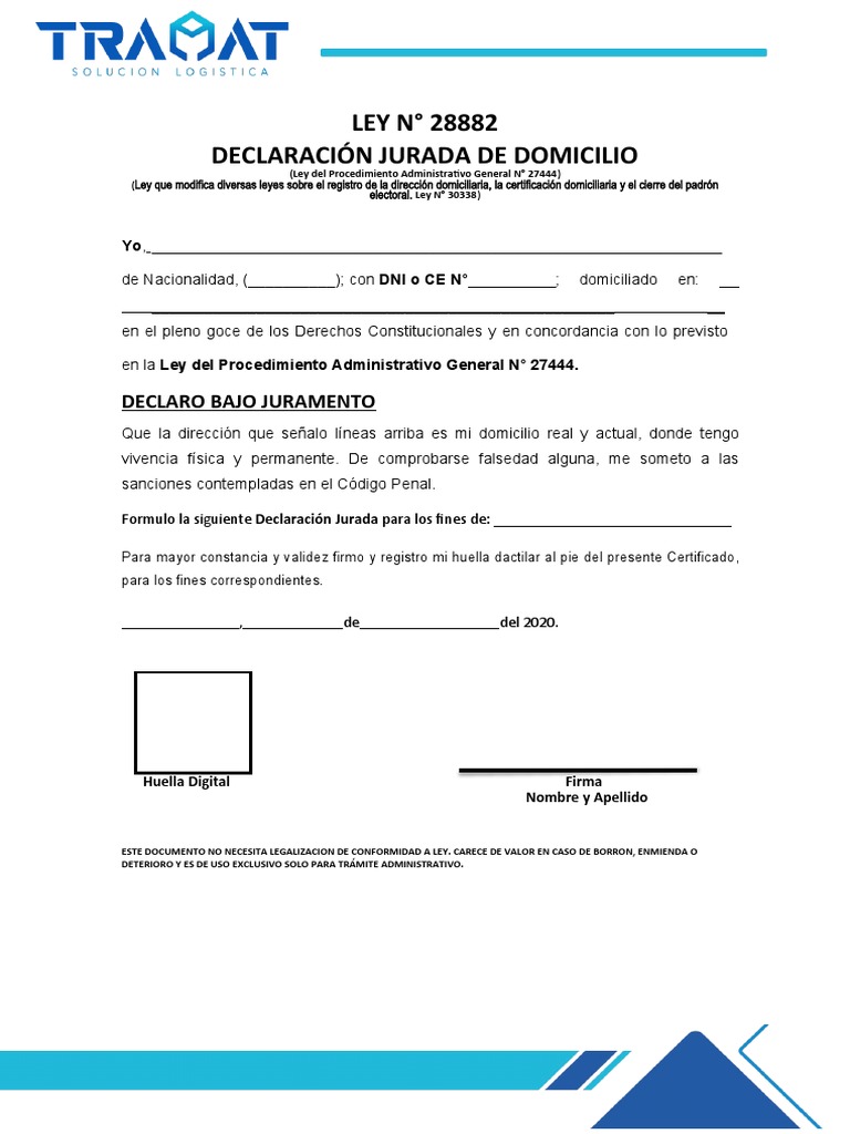 Declaracion Jurada de Domicilio | PDF