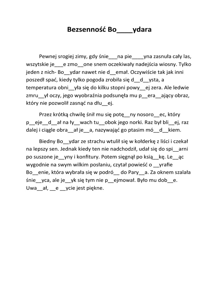 Dyktando RZ Ż, Bożydar | PDF