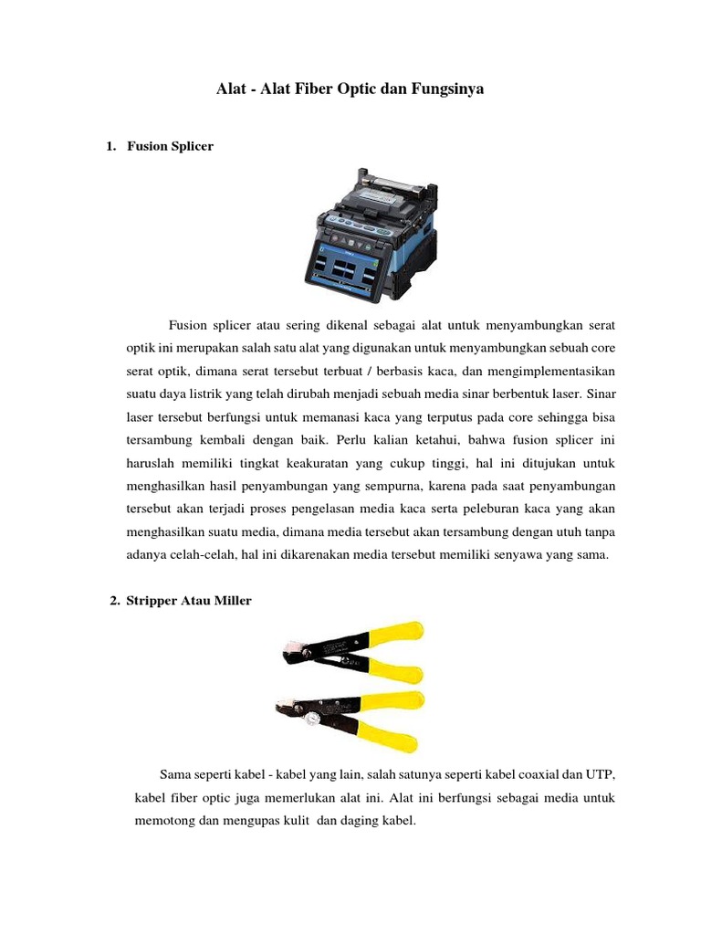 Alat Fiber Optik dan Fungsinya | PDF