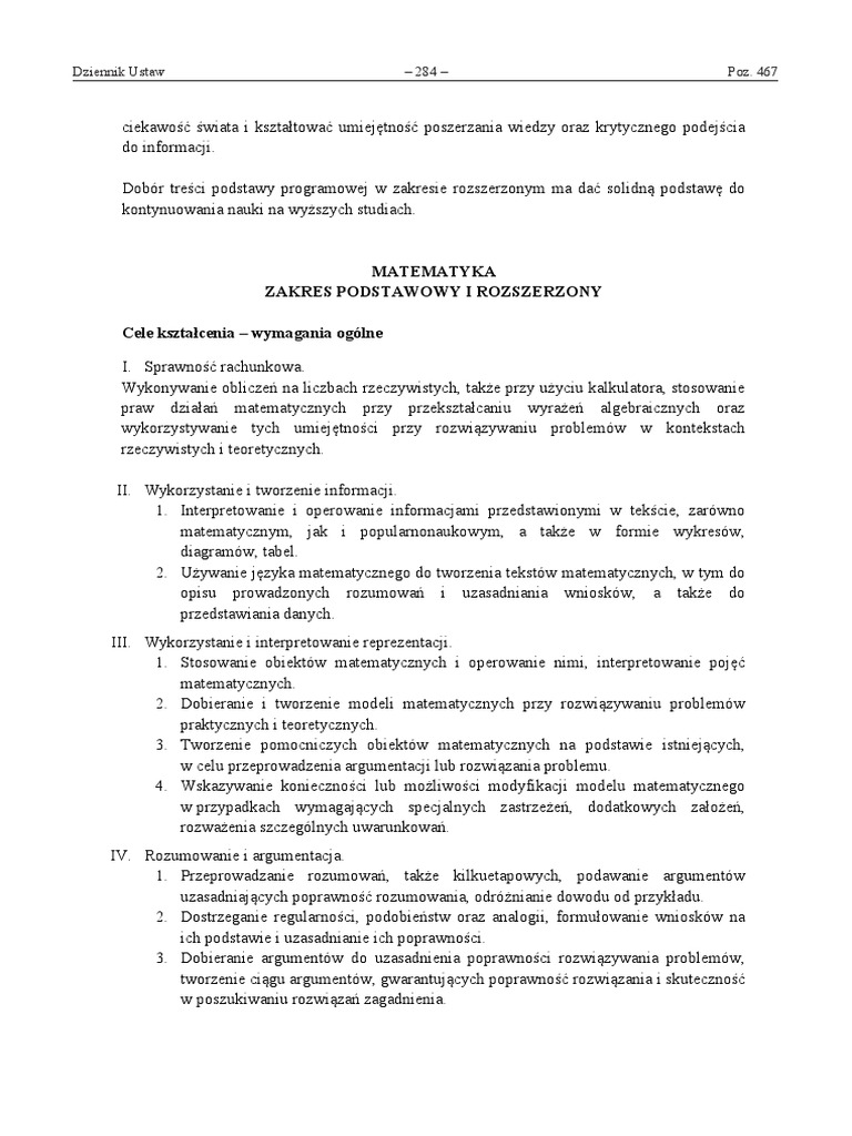 Nowa Podstawa Programowa Dla Czteroletniego Liceum I Piecioletniego Technikum PDF | PDF