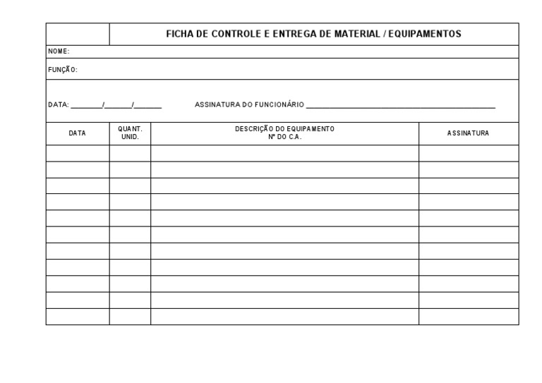 Ficha de Controle de Entrega de Material | PDF