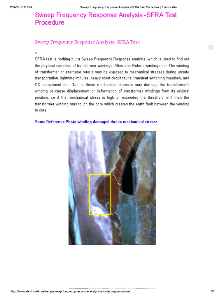 Sweep Frequency Response Analysis - SFRA Test Procedure - Electrical4u ...