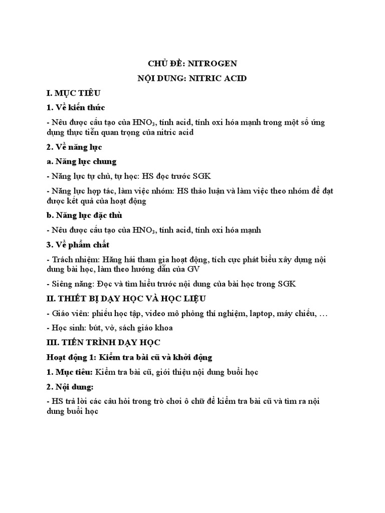Giáo Án TCHH Hno3 | PDF