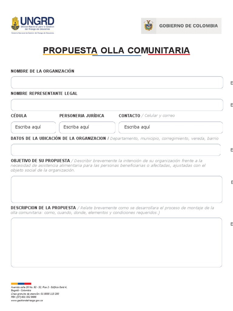 Formulario Ollas Comunitarias | PDF