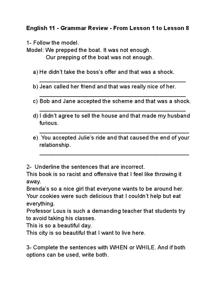 English 11 - Grammar Review - Final | PDF