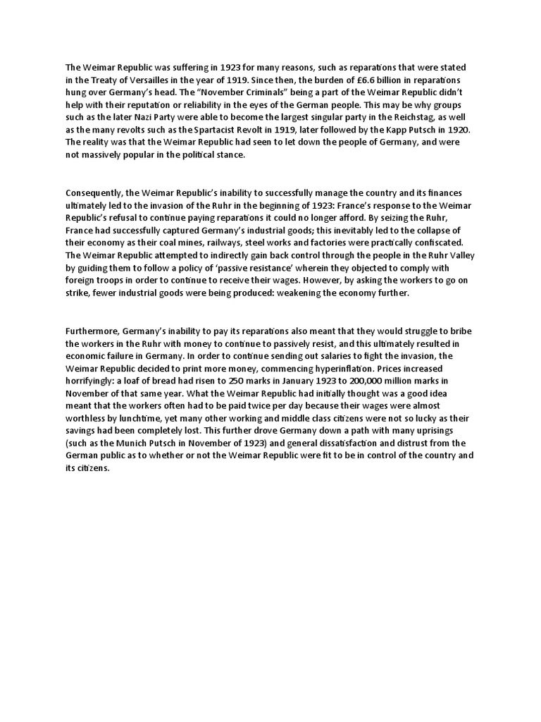 The Collapse of the Weimar Republic: Hyperinflation, Passive Resistance ...