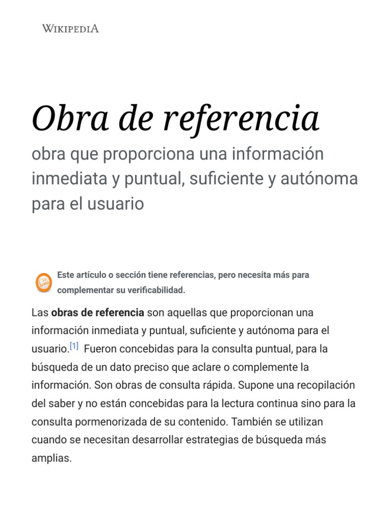 Obra de Referencia - Wikipedia, La Enciclopedia Libre | PDF | Informática | Ciencias de la ...