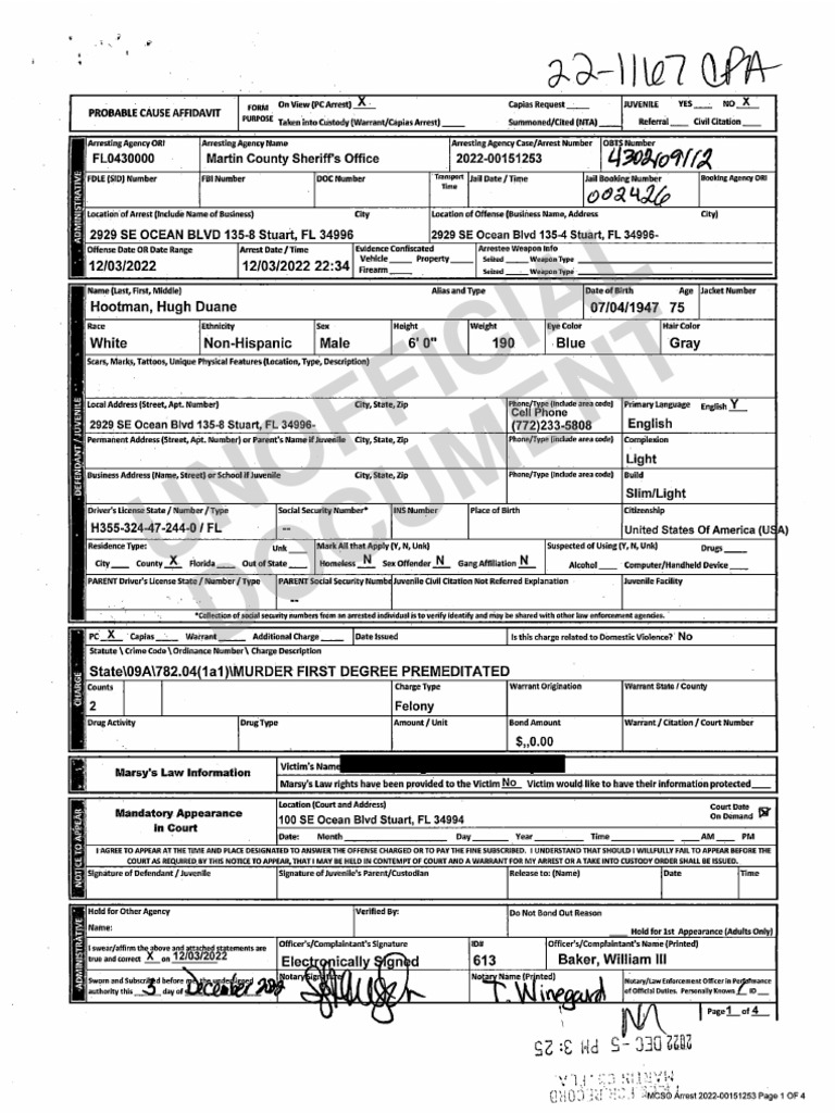 Hugh Hootman Arrest Affidavit | PDF | Arrest Warrant | Arrest