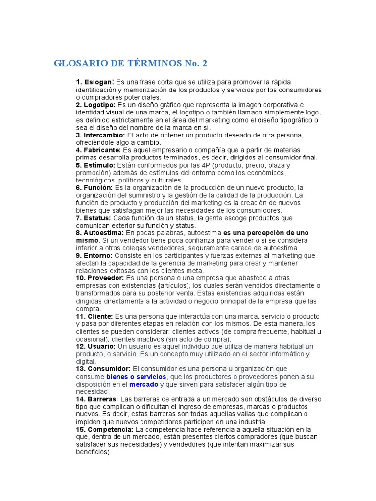 Glosario Ii | PDF | Mercado (economía) | Marketing