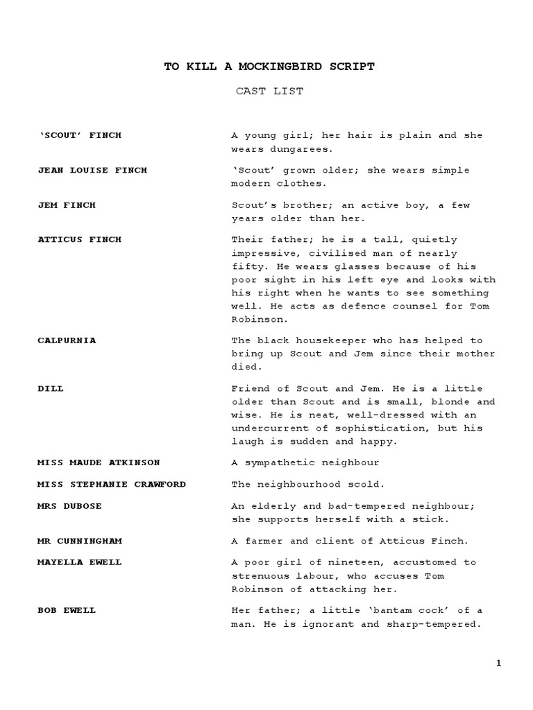 To Kill a Mockingbird Play Script | PDF | To Kill A Mockingbird