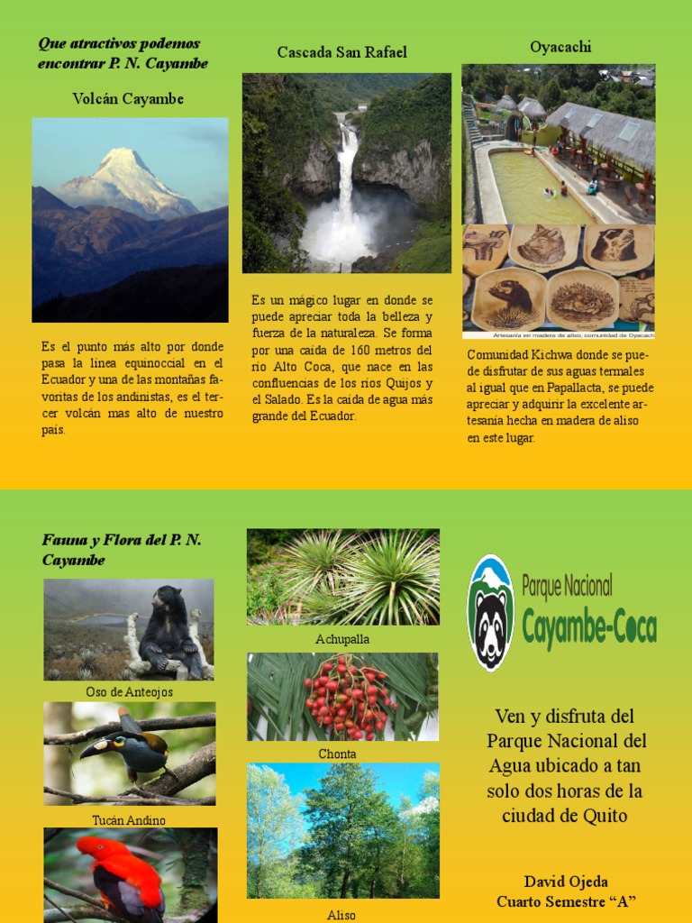 Tríptico Parque Nacional Cayambe-Coca | PDF