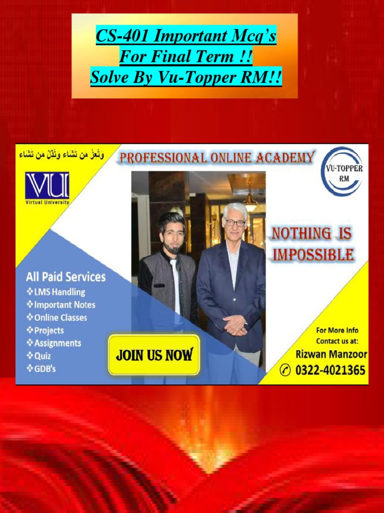 CS401 Mcq's FinalTerm by Vu Topper RM | PDF | Thread (Computing) | Computing