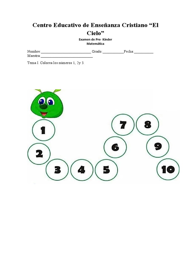 Examen de Pre-Kinder - Pamela | PDF | Crecimiento personal y ...