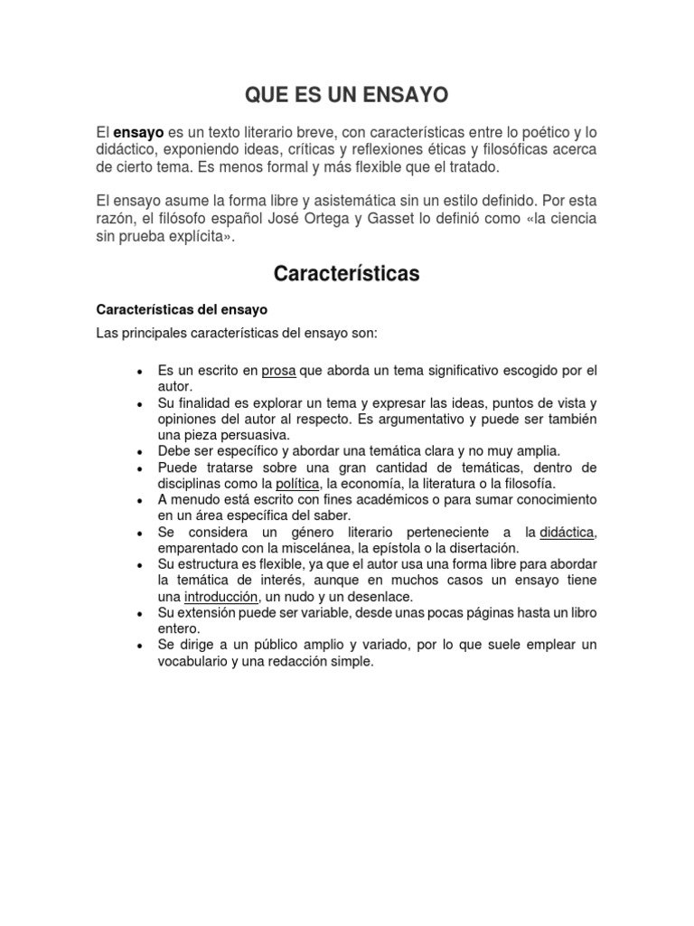 Definición y Estructura del Ensayo | PDF | Ensayos | Autor