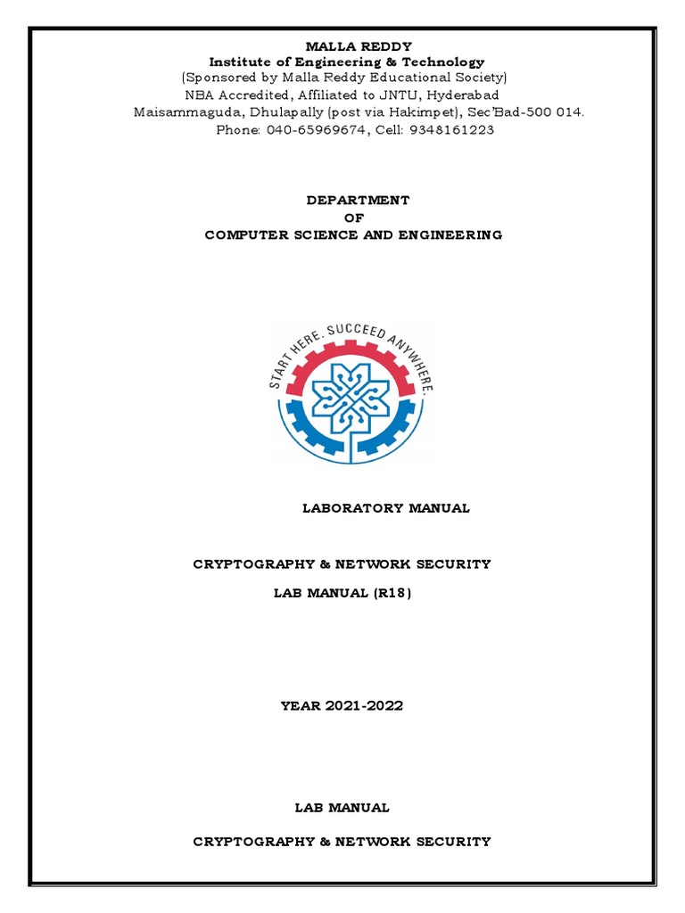 Cryptography & Network Security Lab Manual | PDF | Encryption ...