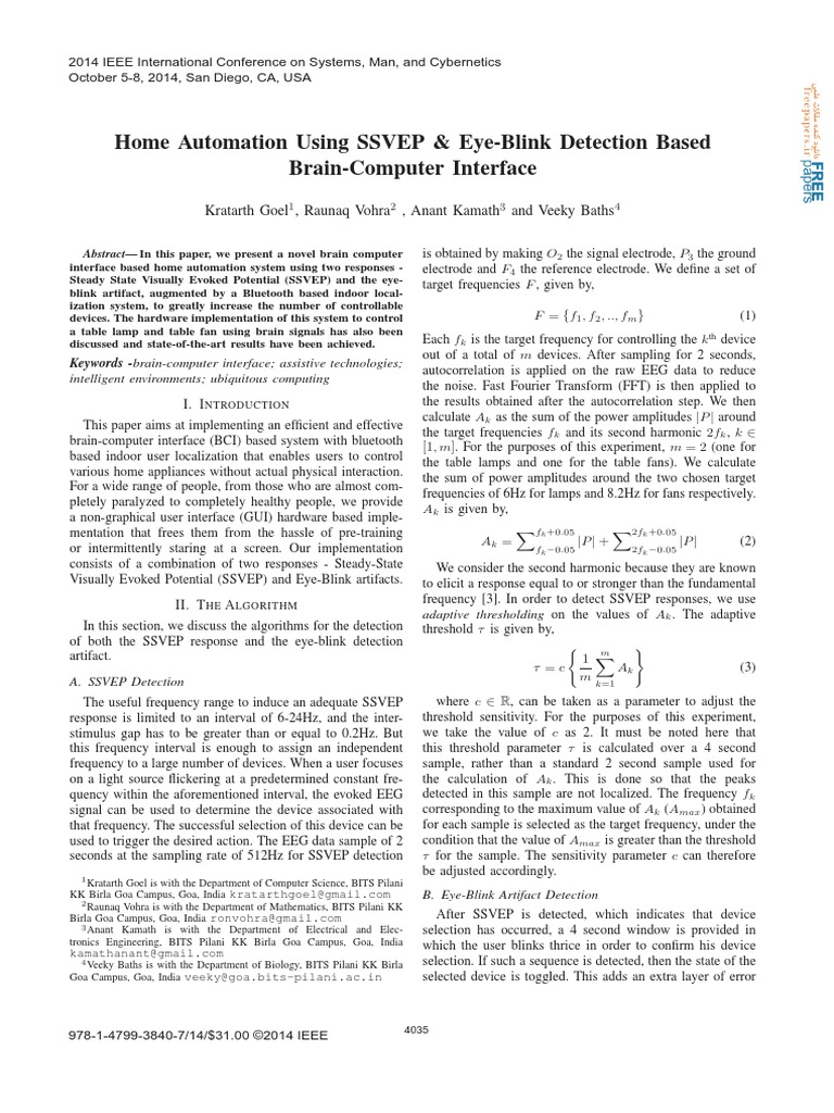 Home Automation Using Ssvep And Eye Blink Detection Based Brain Computer Interface Pdf