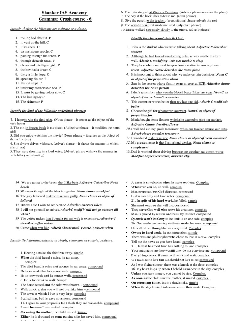 Grammar Clauses and Phrases Guide | PDF | Adverb | Adjective