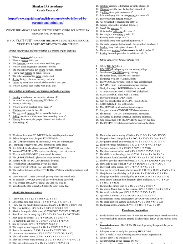 CC 5 Igp Sent Pat Conjun - Key | PDF