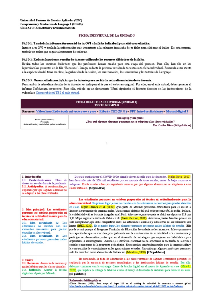 Ficha Individual de La Unidad 3 TMBN Tiene El Tb2 Resuelto Guardalo X Si Las Dudas | Descargar ...