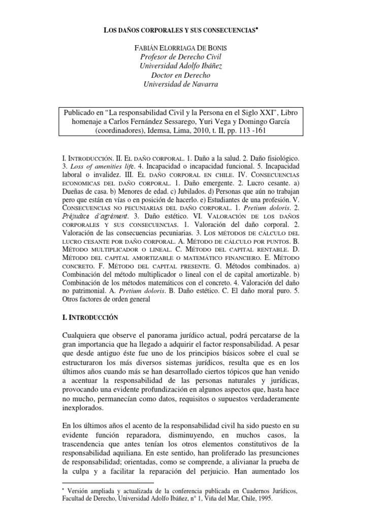 Elorriaga. Da+ Os Corporales y Sus Consecuencias | PDF | Daños y perjuicios
