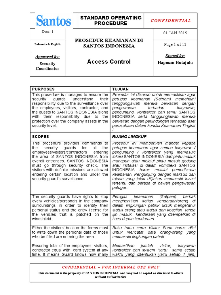 Prosedur Keamanan Santos ID | PDF