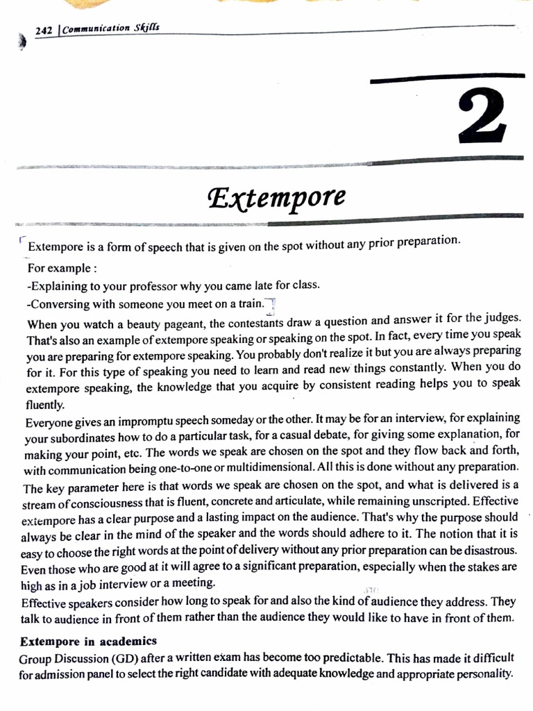 EXTEMPORE | PDF | Speech | Cognitive Psychology