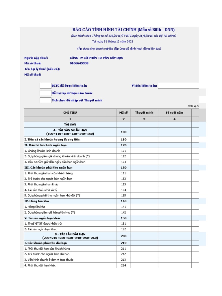 133 - B01B - DNN - BCTC - 2021 - Anh Minh Lam Thuc Hanh | PDF