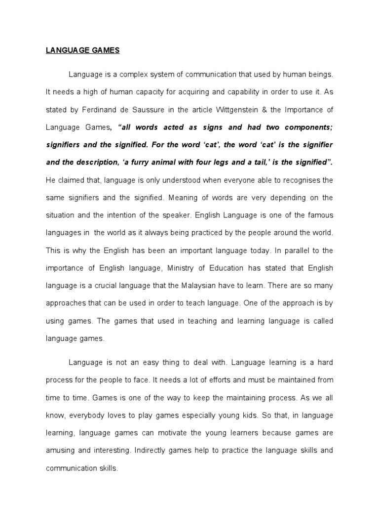 Introduction Language Games | PDF | English As A Second Or Foreign ...