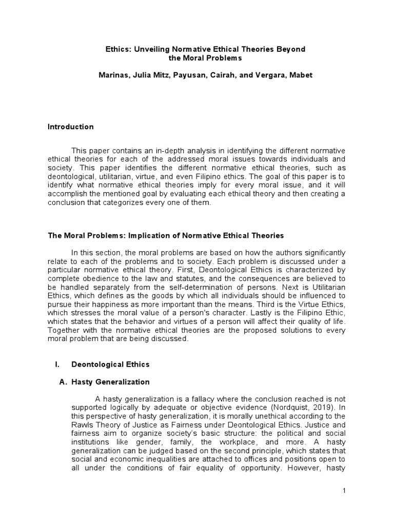 Normative Ethical Theories Explained | PDF | Utilitarianism | Justice