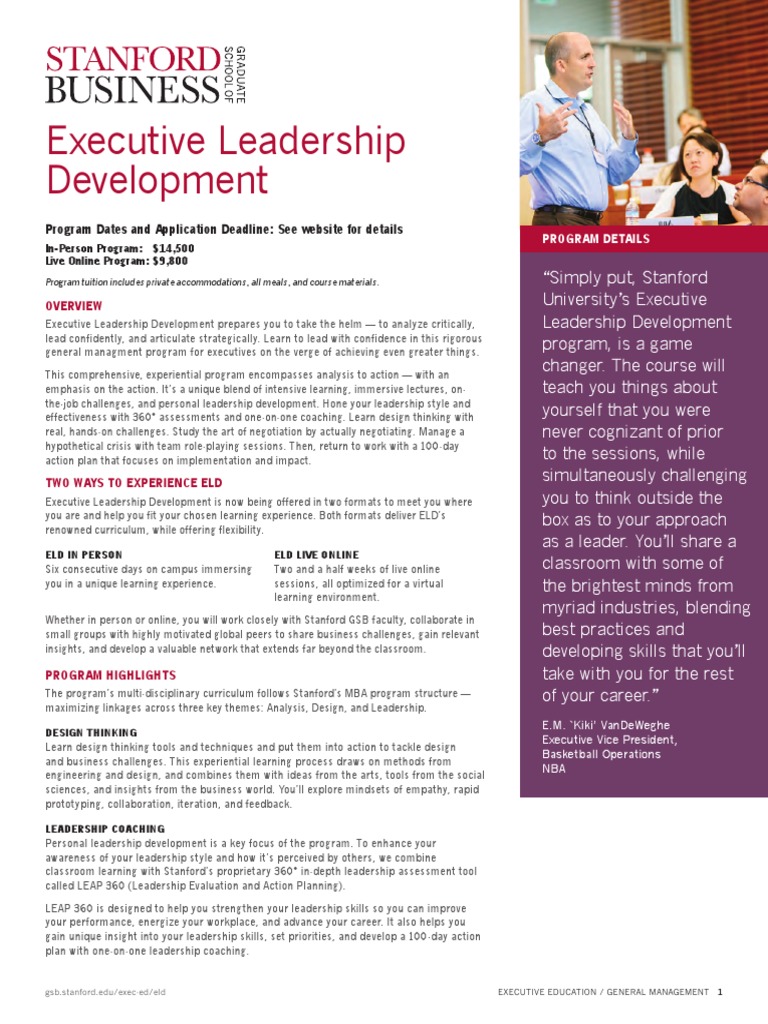 Standford Business Exec Leadership Development | PDF | Leadership ...
